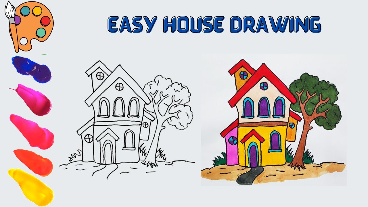 House Drawing | How to Draw house for beginners for step by step ...
