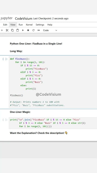 Python One-Liner: FizzBuzz in a Single Line! 🔥🎉 #PythonTips #CodingShorts - YouTube
