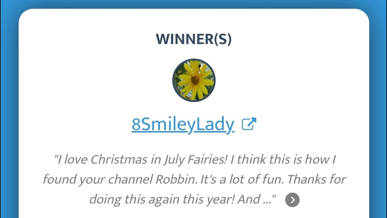 Christmas in July ‘23 Semi-Finalist Winner: 8 Smiley Lady - YouTube