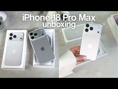 iPhone 18 Pro Max Aesthetic Unboxing (Silver)  accessories + setup + camera test