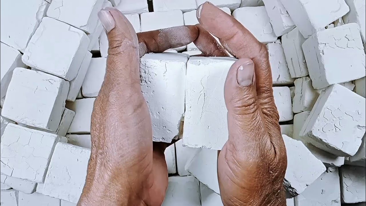 White Soft gym chalk blocks mass crush | crispy | crunchy | Satisfying ...