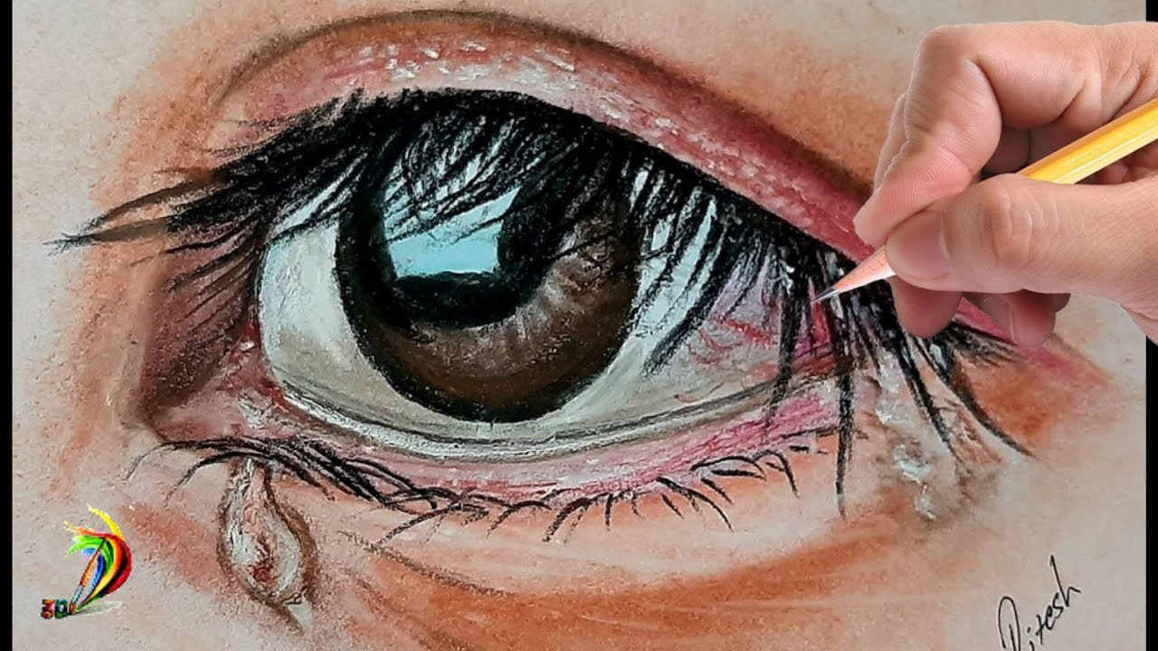 How To Draw Realistic Eye With Soft Pastel colors - YouTube