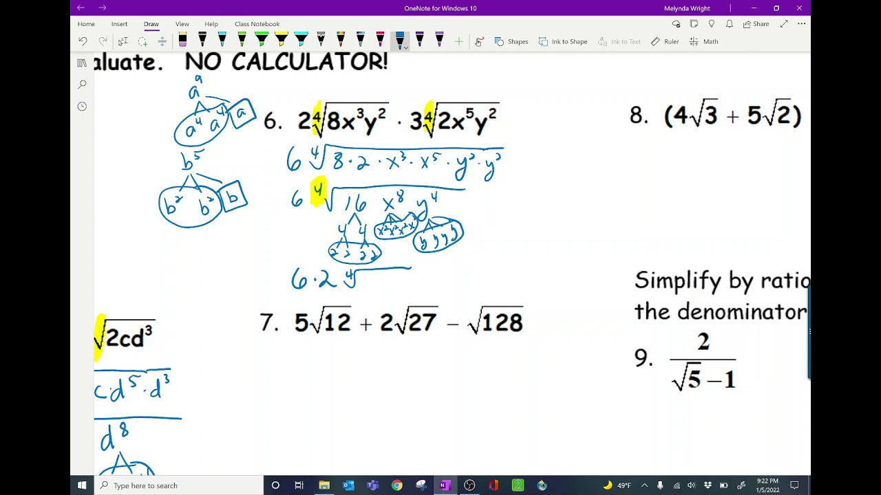 Alg 2 H 5 2 Nth Roots And Radicals Youtube