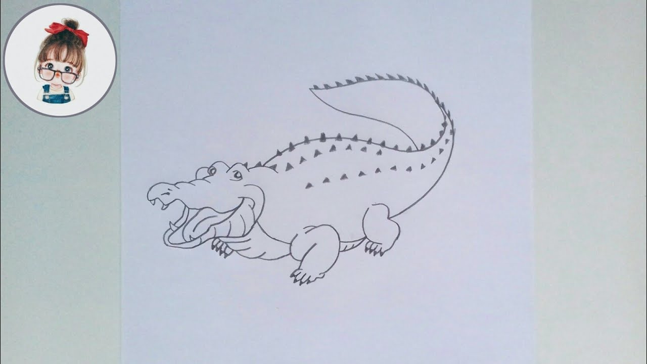 Easy crocodile sketch | how to draw crocodile easy step by step ...