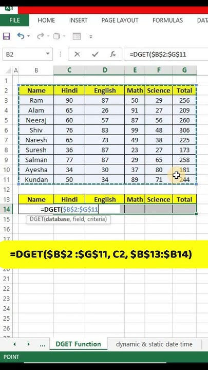 DGET Function in Excel| DGET Excel | #viral #youtubeshorts #shorts # ...