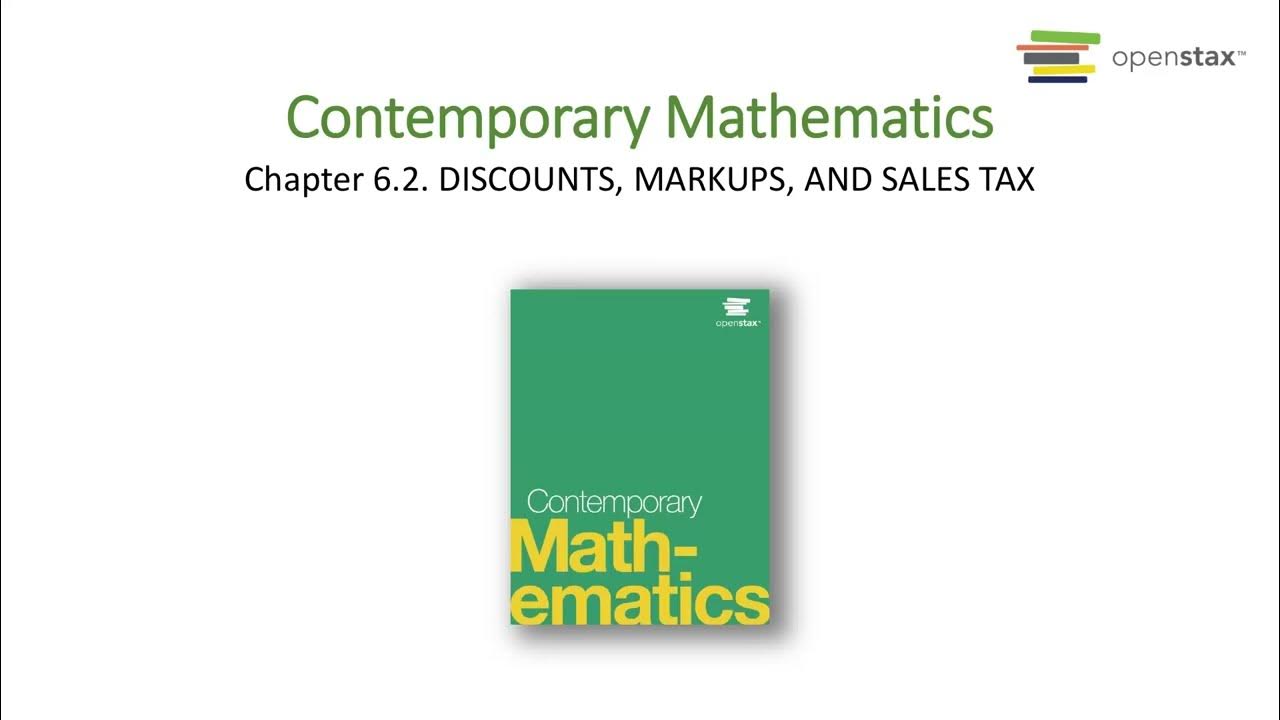 Section 6.2. Discounts, Markups, and Sales Tax - YouTube