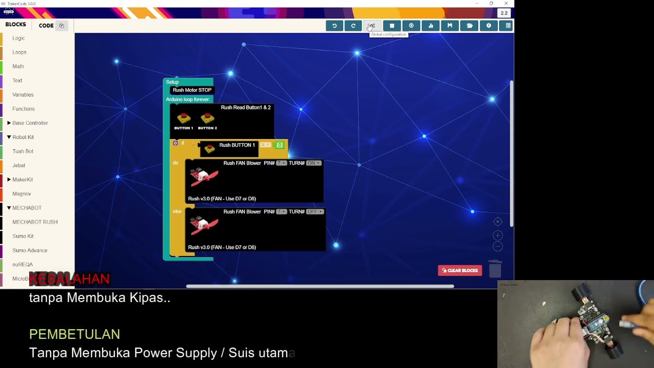 LOF 3 Uji Kipas Mechabot Rush Menggunakan TinkerCode Line of Fire 2022 - YouTube