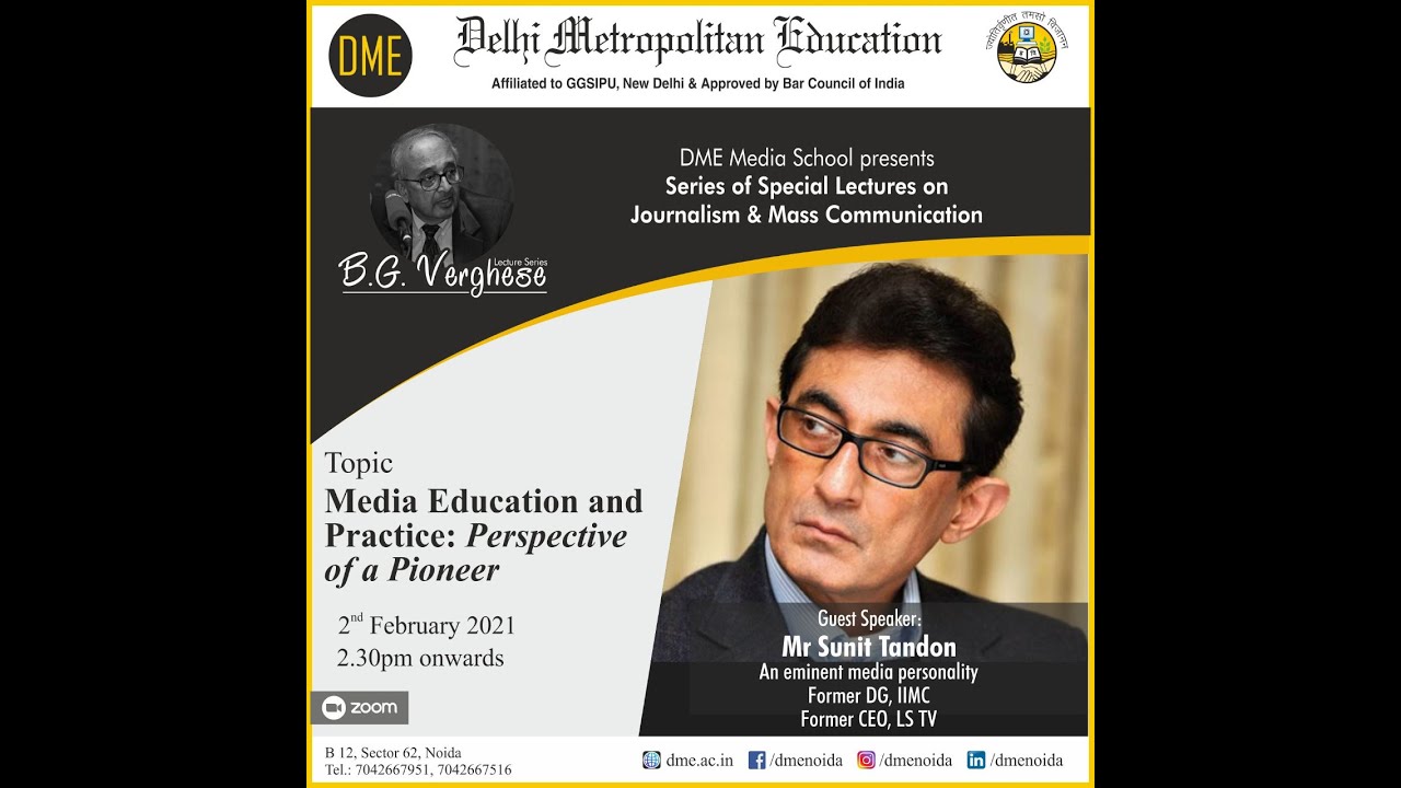 B G Verghese Special Lecture by Mr Sunit Tandon - YouTube