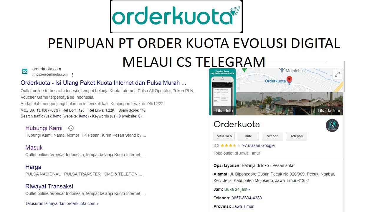 Penipuan Orde Kuota -PT ORDER KUOTA EVOLUSI DIGITAL Melalui CS Telegram - Jangan Sampai Jadi ...