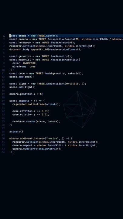 Threejs Wireframe Cube Coding Python Javascript Programming Js 5491