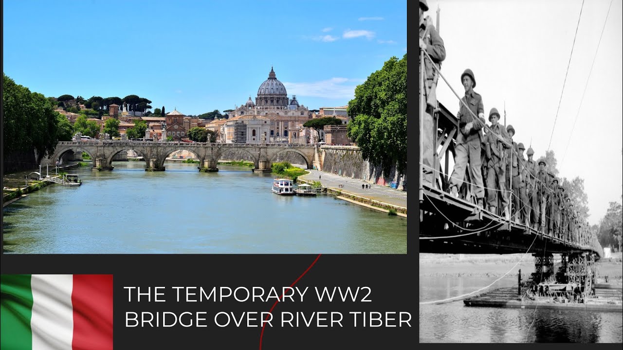 The temporary WW2 bridge still in use over River Tiber - YouTube