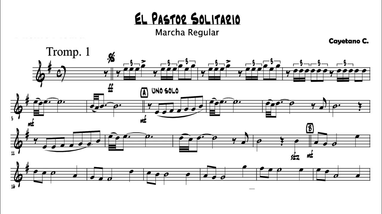 EL PASTOR SOLITARIO - MARCHA REGULAR. PARTITURA TROMPETA,, 🎺 - YouTube