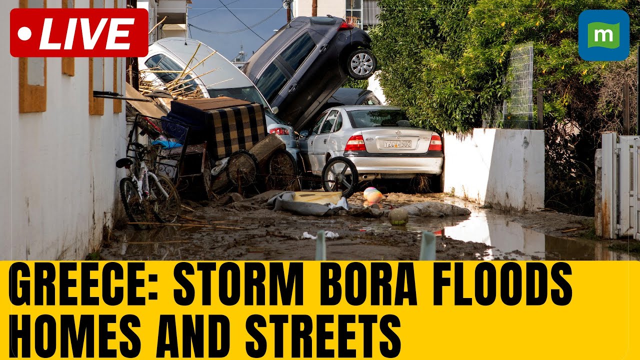 Live: Storm Bora flooded homes, streets in Greek island of Rhodes | N18G - YouTube