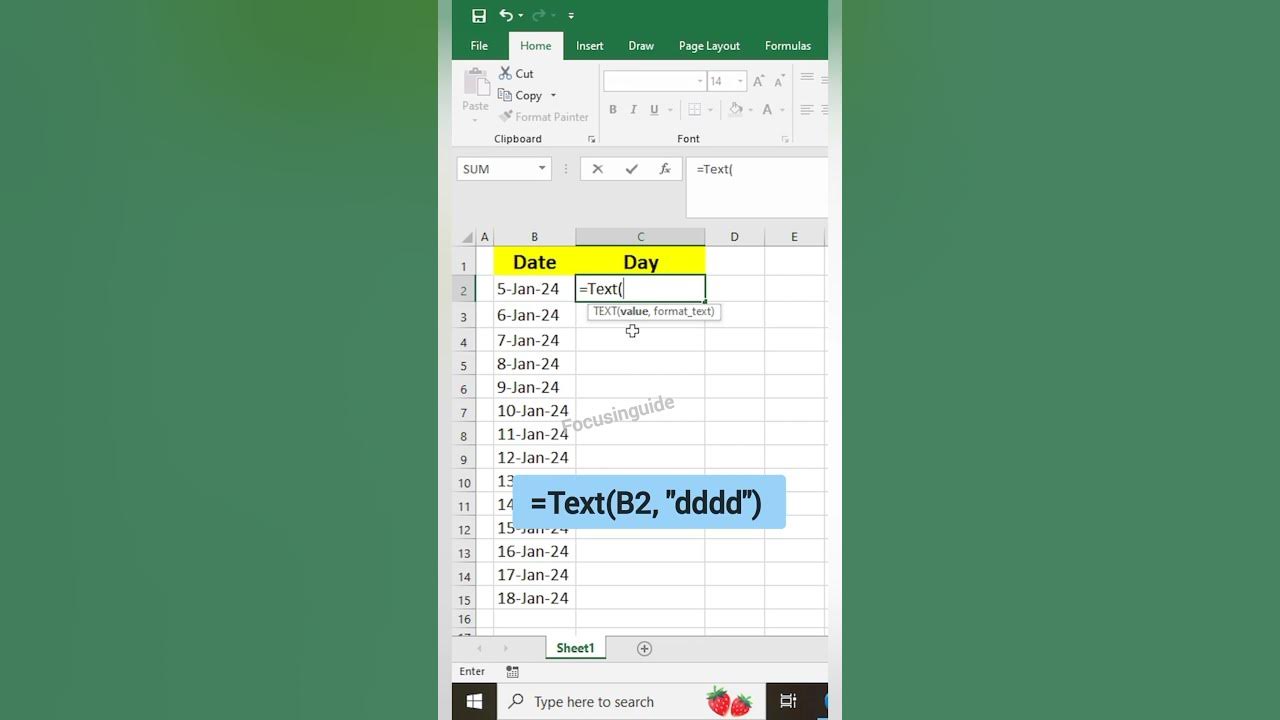 How to use text function in Excel tips and tricks #exceltips #tutorial #focusinguide #shortvideo ...
