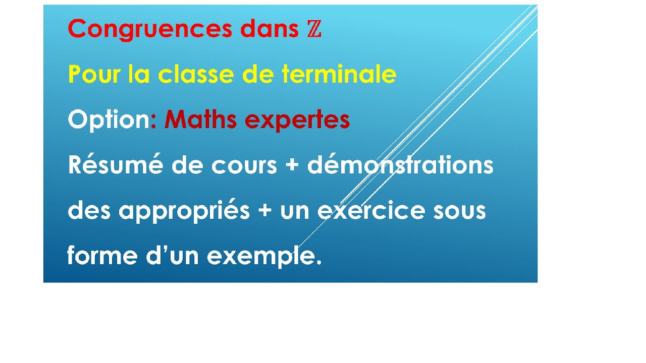 Congruences (Séance 1) Cours avec les démonstrations détaillées - YouTube