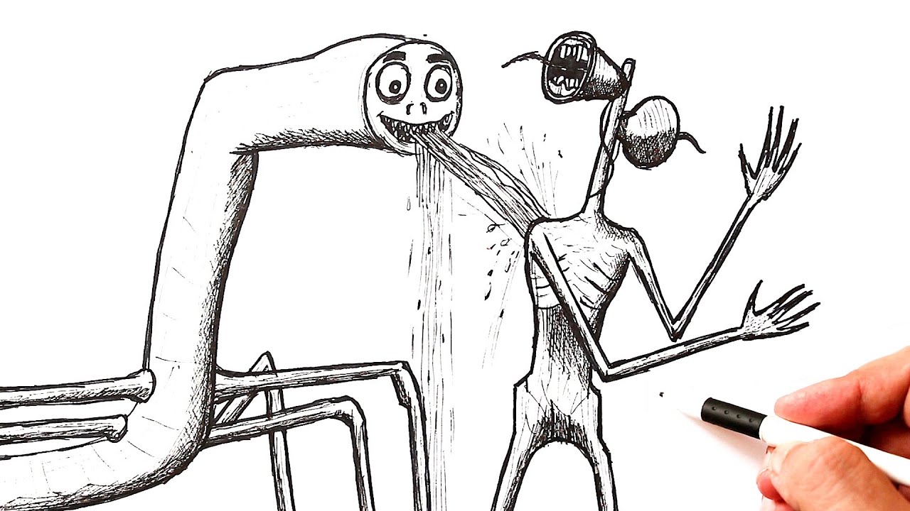 How to draw a Thomas the Train exe attacking Siren Head - YouTube