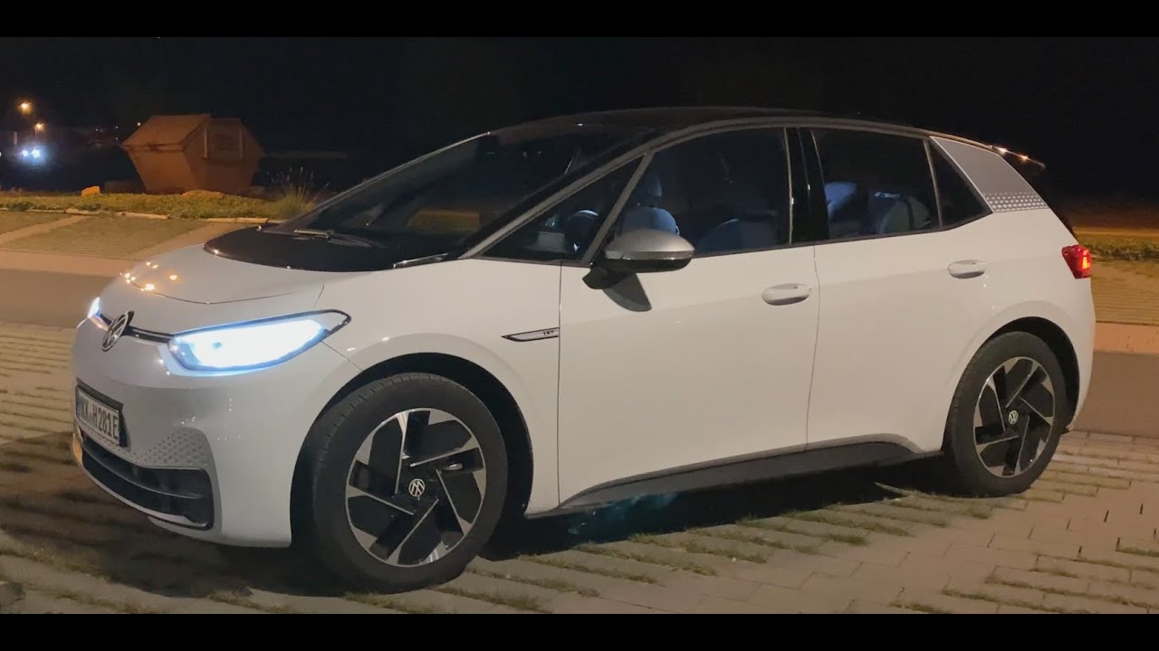VW ID3 - Lichttest normale LED Scheinwerfer und Ambientebeleuchtung ...