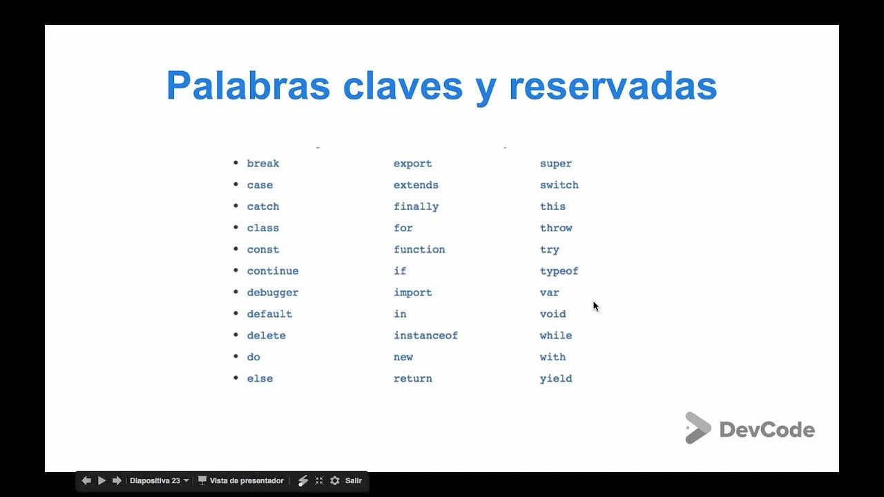 10.- Curso JavaScript fundamentos - Palabras claves y reservadas - YouTube