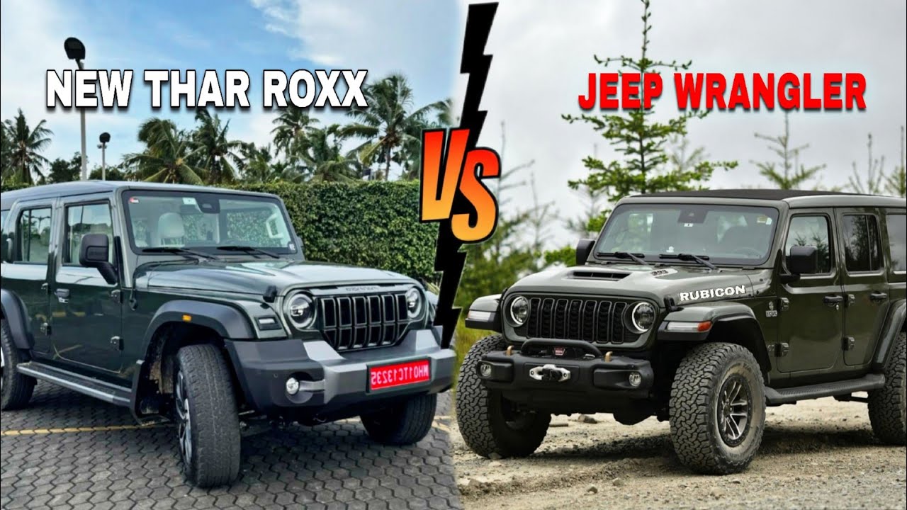 thar roxx 5door vs jeep wrangler | new thar roxx vs rubicon | full ...
