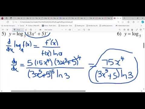 MATH 280:Derivative of Logarithmic Function - YouTube