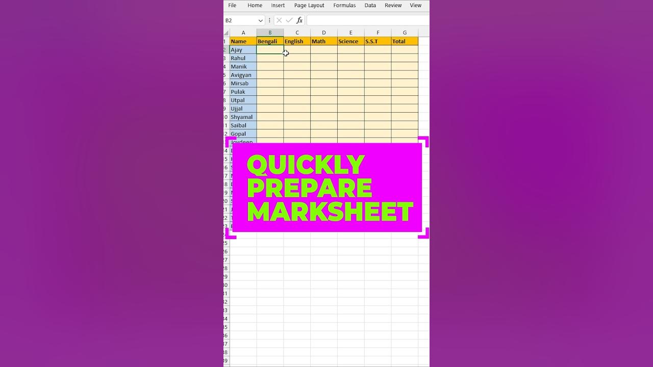 How To Prepare Quickly Marksheet In Just A Minute🚀🔥marksheet In Excel Excelshorts Exceltricks