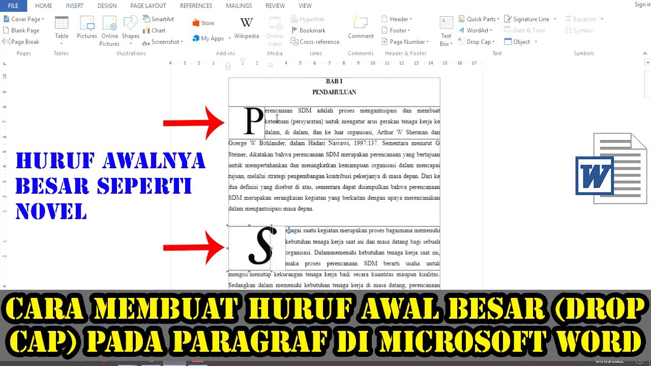 CARA MEMBUAT HURUF AWAL BESAR (DROP CAP) PADA PARAGRAF DI MICROSOFT ...