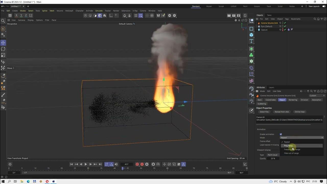 CINEMA 4D PYRO corona render. Визуализируем встроенный огонь - YouTube
