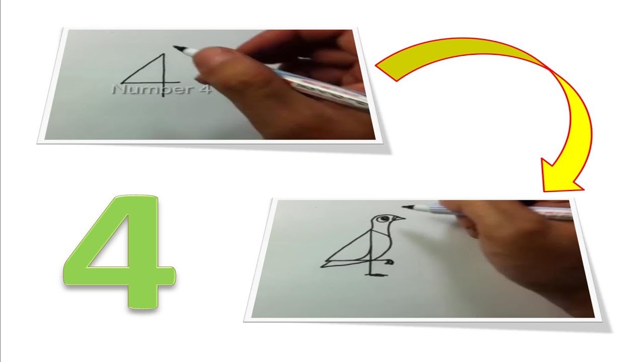 How to draw animals from number 4 step by step - quick and easy 2019 ...