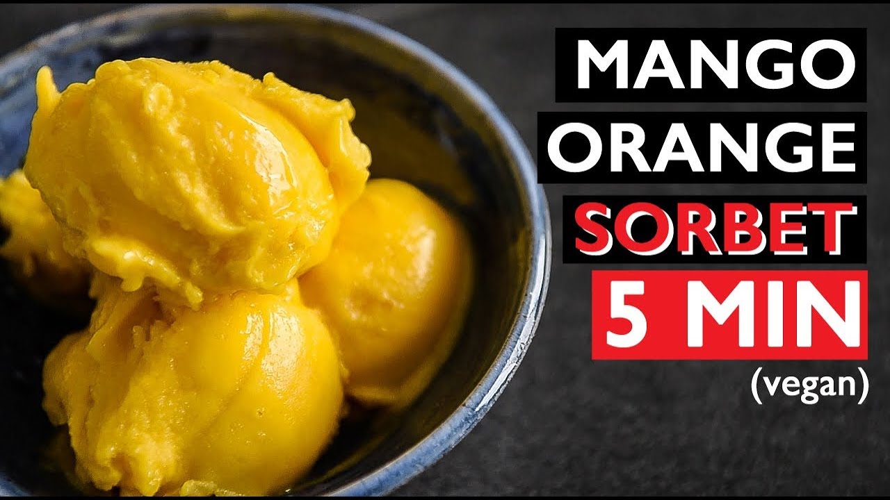 5 MIN Sorbet vegan recipe | HOW TO MAKE ORANGE MANGO ICED DESSERT - YouTube