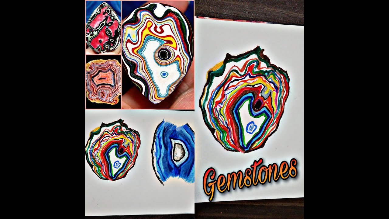 Layered Gemstones || Rock Gemstones Art || Mixture of Oil Pastels and ...