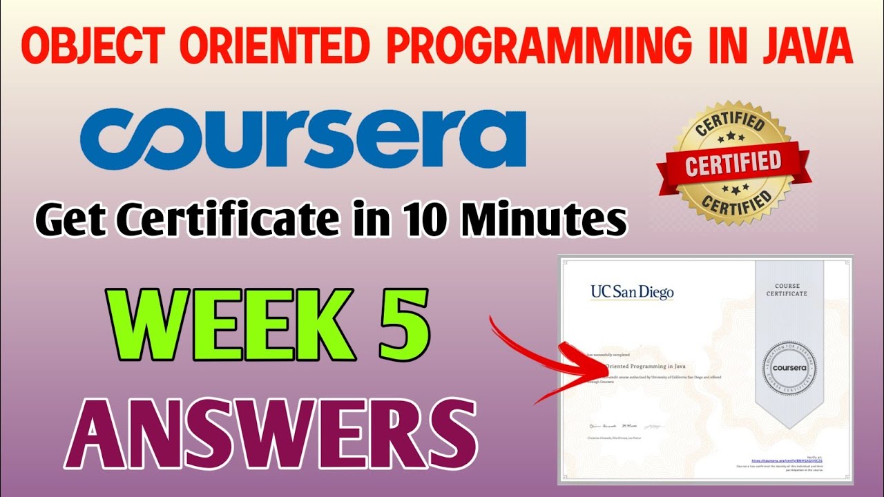 Object Oriented Programming In Java Coursera Answers Week 5 Answers Of Coursera Youtube