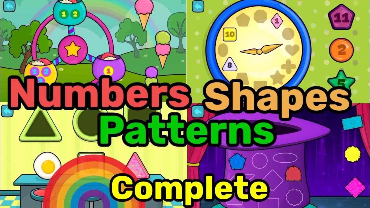 Shapes, Numbers and Patterns Complete - Bimi Boo Learning Games - YouTube