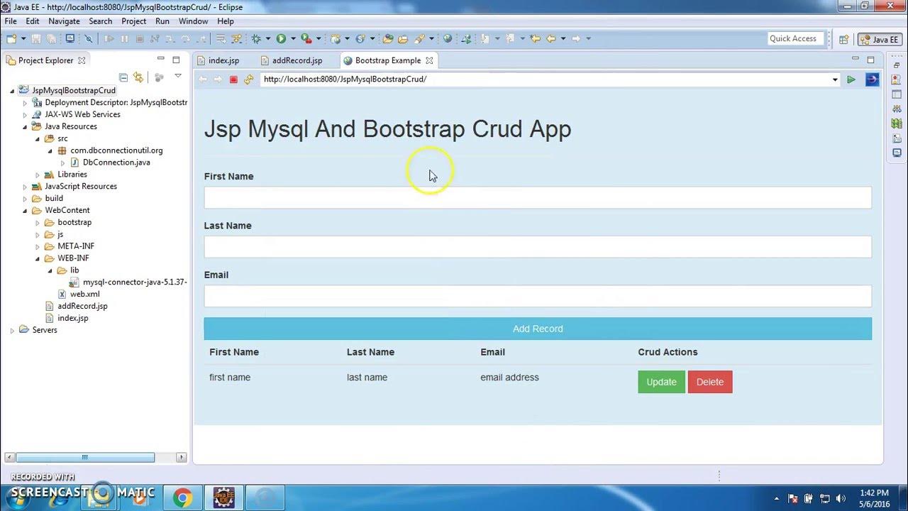 JSP Mysql And Bootstrap Crud Part 3 - YouTube