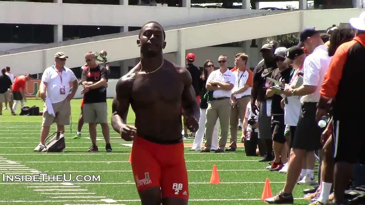 Running Back Joseph Yearby at Miami Pro Day - YouTube