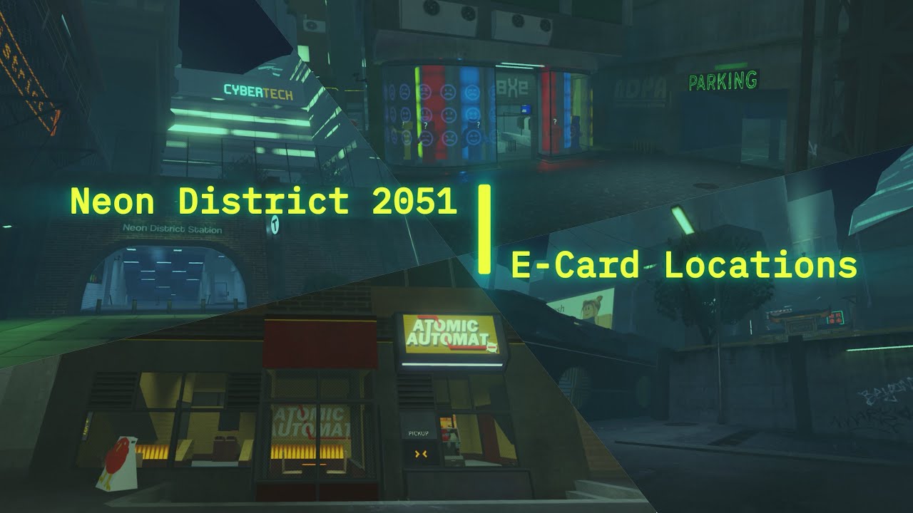 Roblox l Neon District 2051: More E-Card Locations… - YouTube