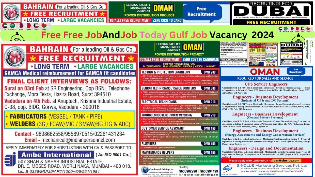 JobAndJob Gulf Job Vacancy 2024 Urgently Free Requirment For Bahrain ...