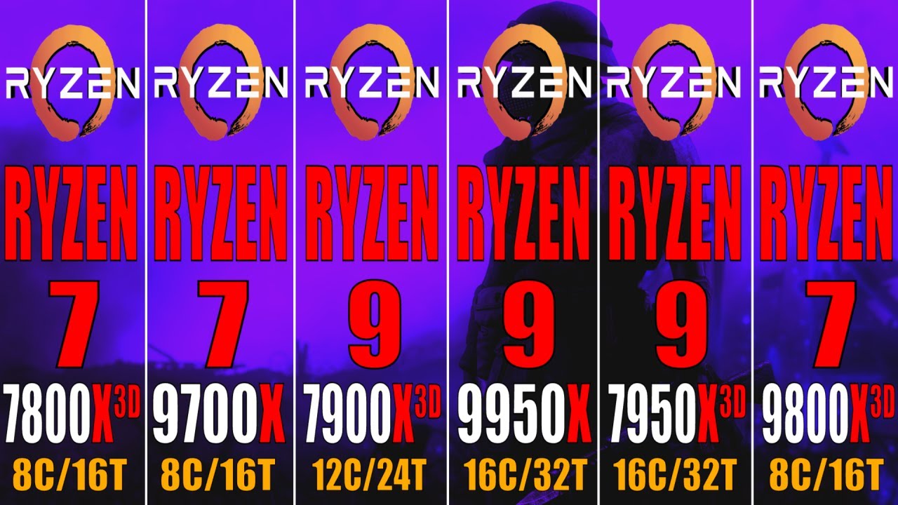 R7 7800X3D vs R7 9700X vs R9 9950X vs R9 7900X3D vs R9 7950X3D vs R7 ...
