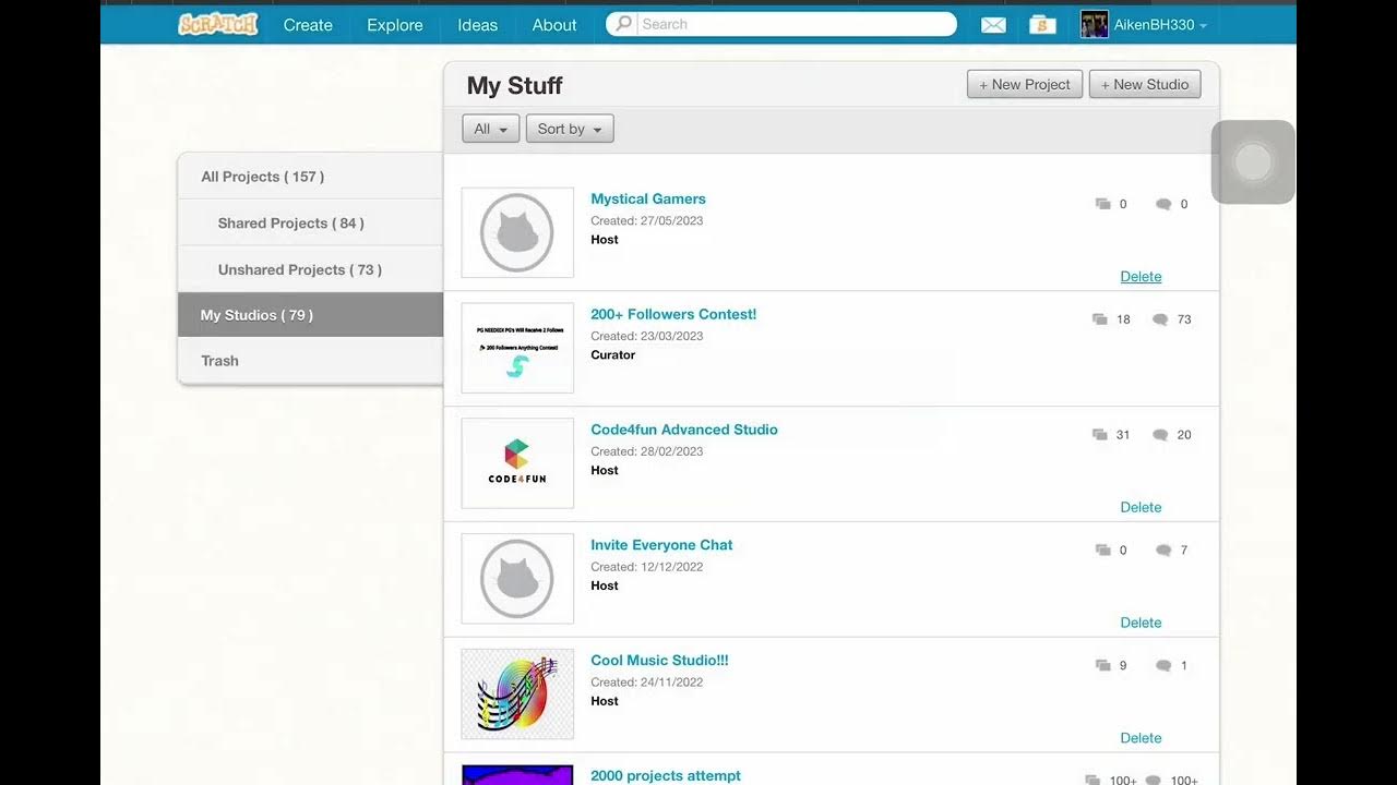 How to delete a scratch studio - YouTube