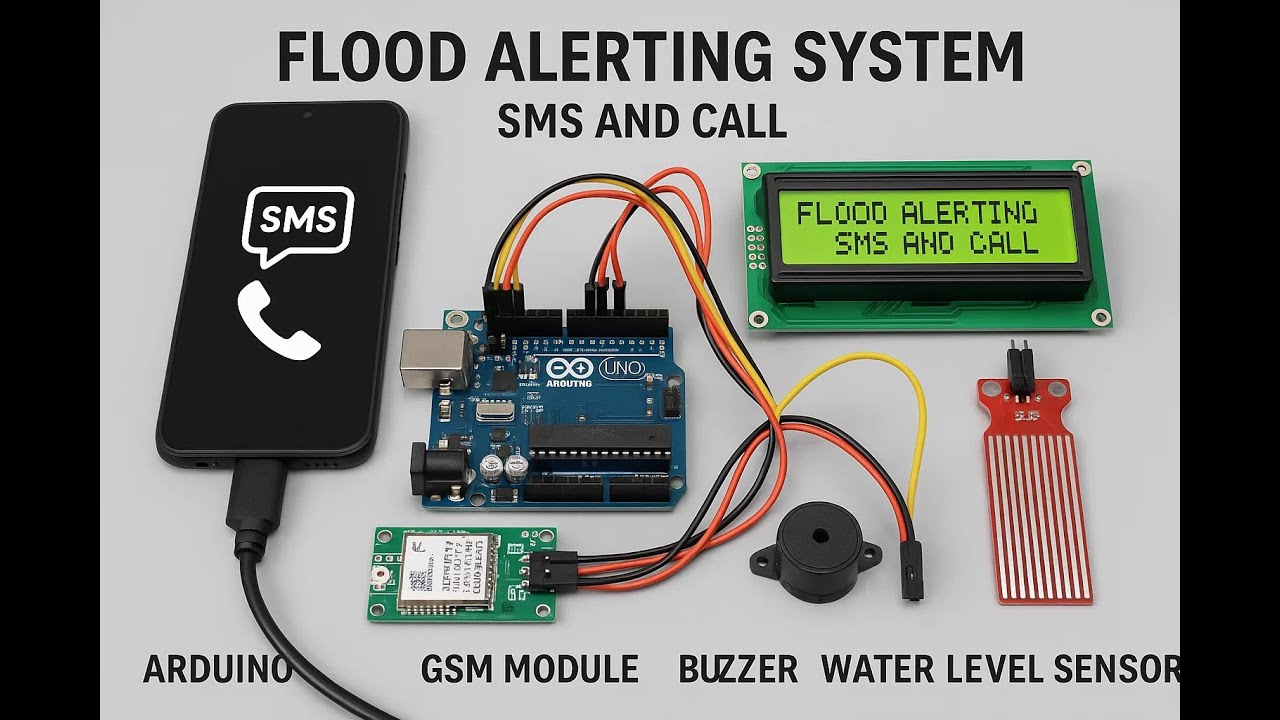 Flood Alerting system SMS and Call with LCD monitoring using Arduino UNO - YouTube