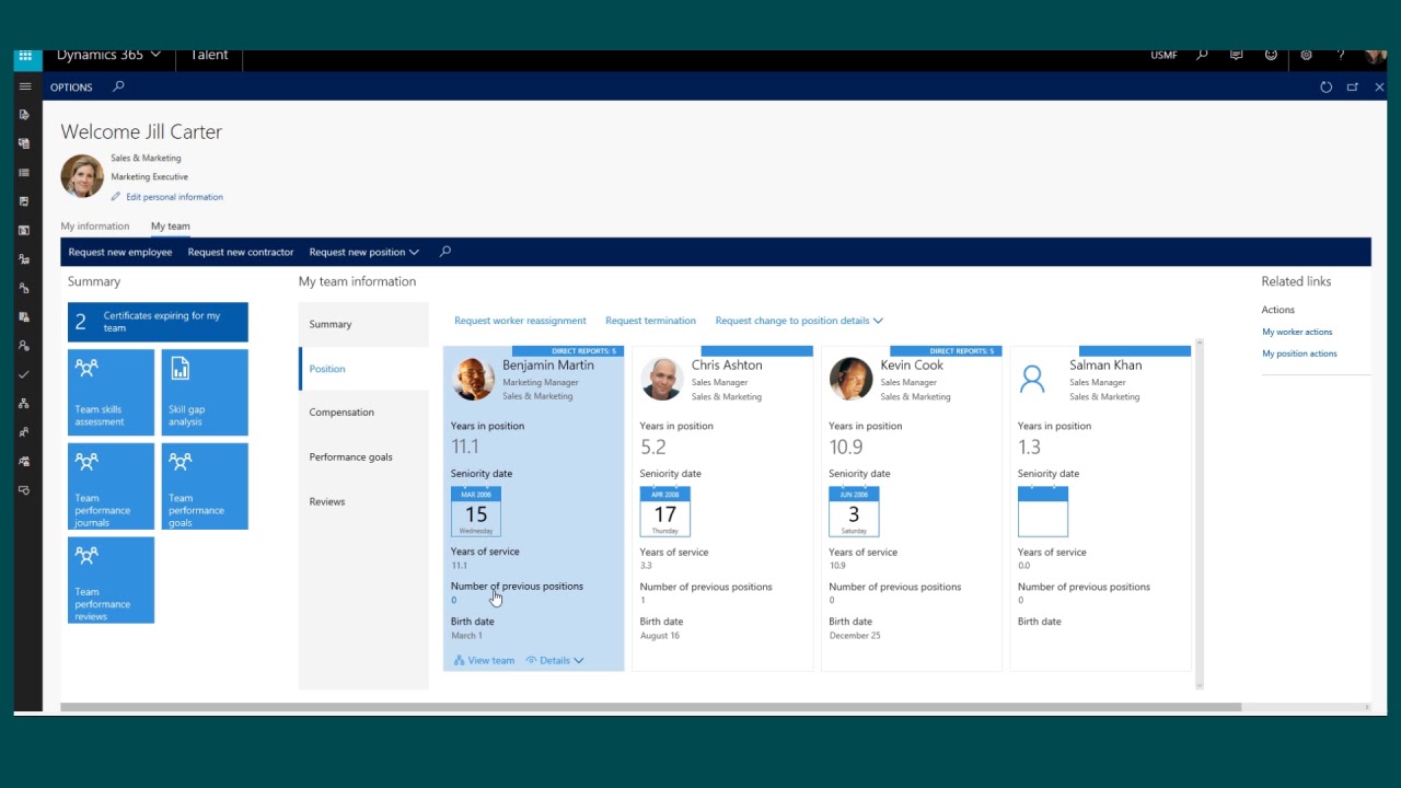 Dynamics 365 for Talent - Employee and Manager Self Service - YouTube