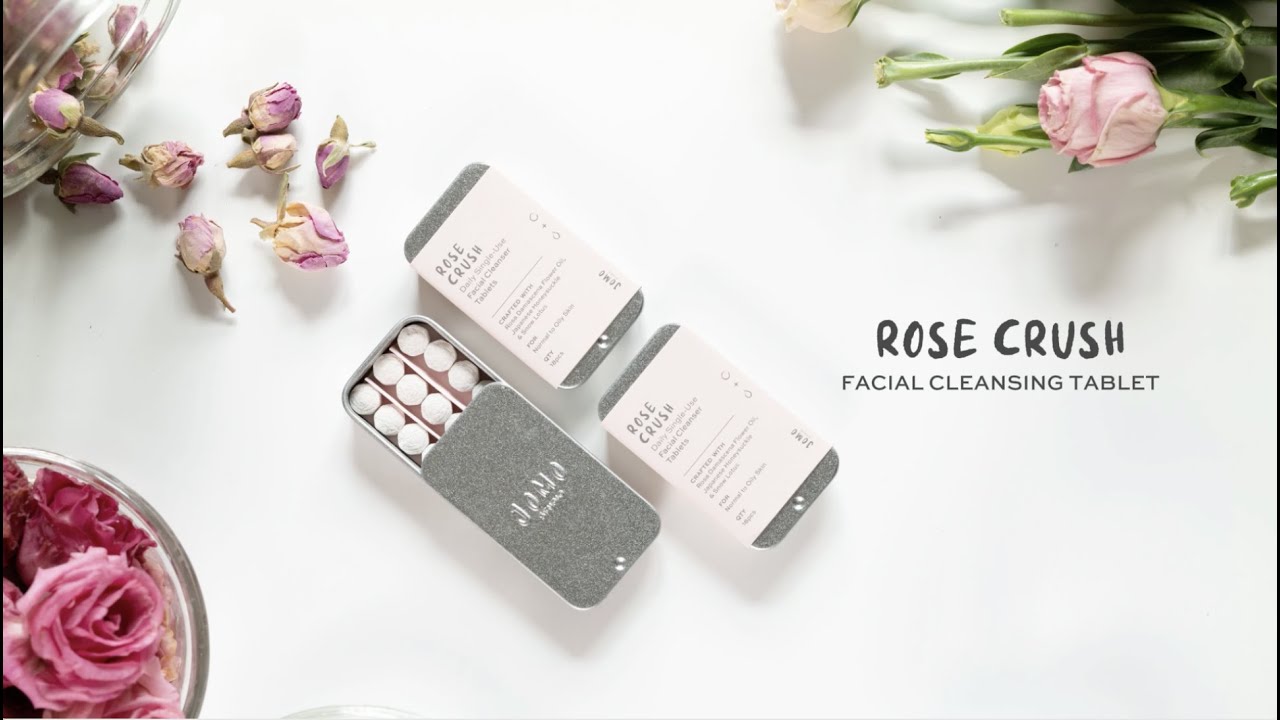 How to use JOMO Studio Rose Crush Facial Cleansing Tablets - YouTube