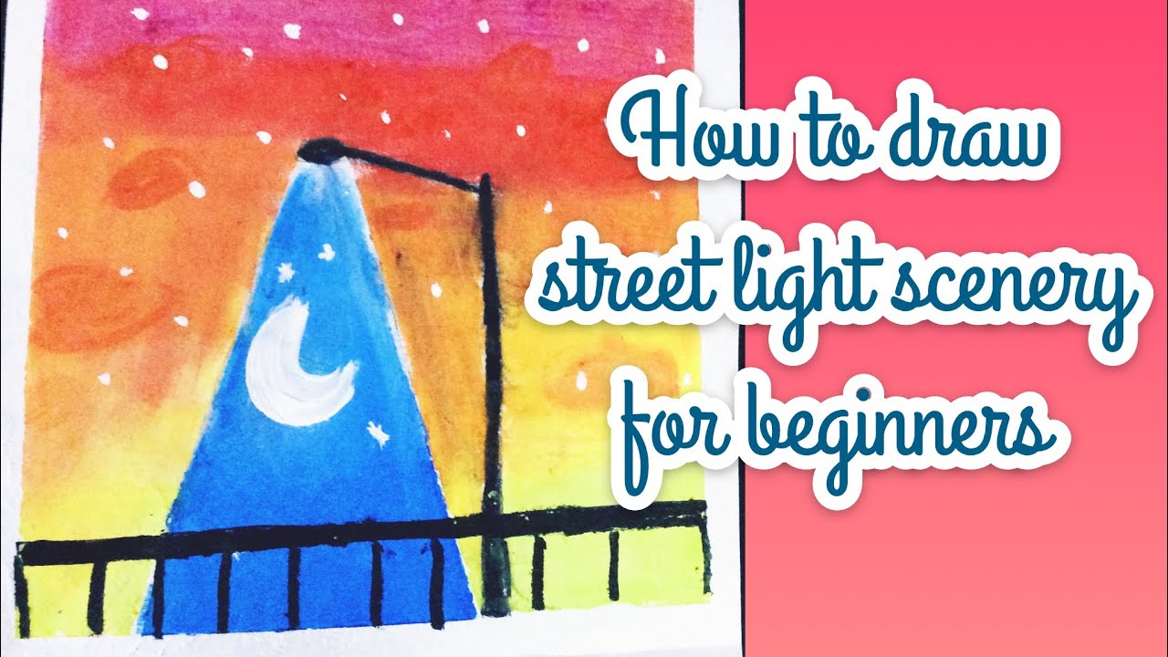 How to draw a very simple street light scenery for beginners #shorts ...