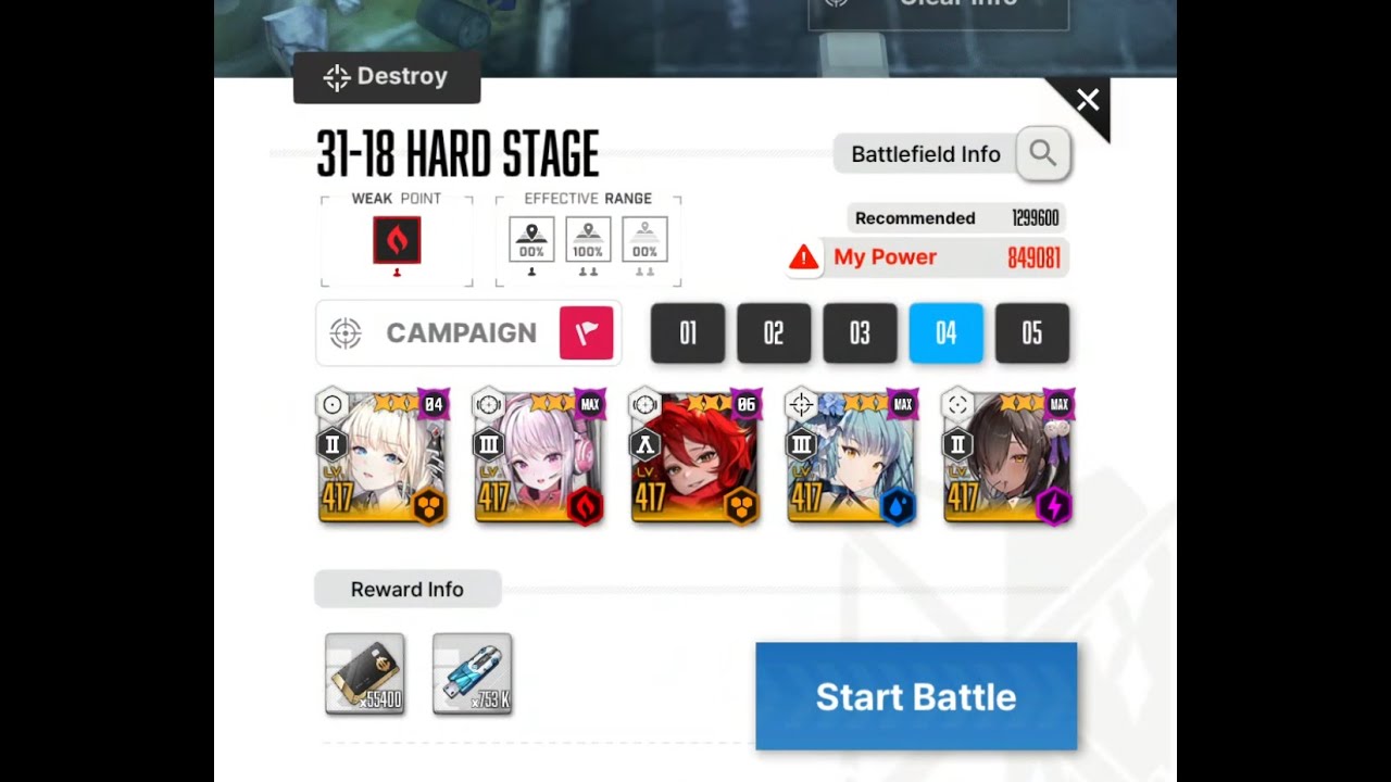 Nikke Hard 31-18 Level 417 Combat Power 849k / 1299k - YouTube