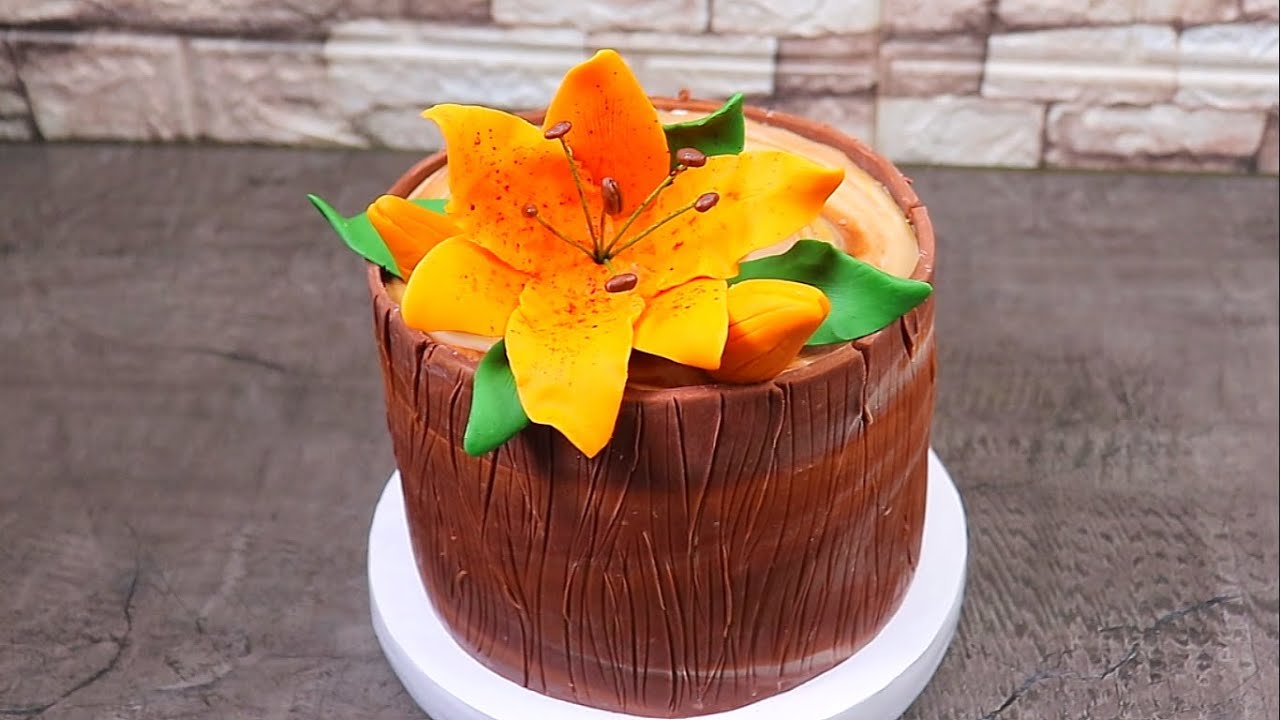 Cómo hacer un pastel en forma de tronco | Lirios de chocolate ...