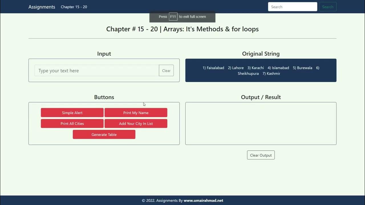 19 - JavaScript Class 4 | Array and Its Methods | Loops | Muhammad Umair Ahmad - YouTube