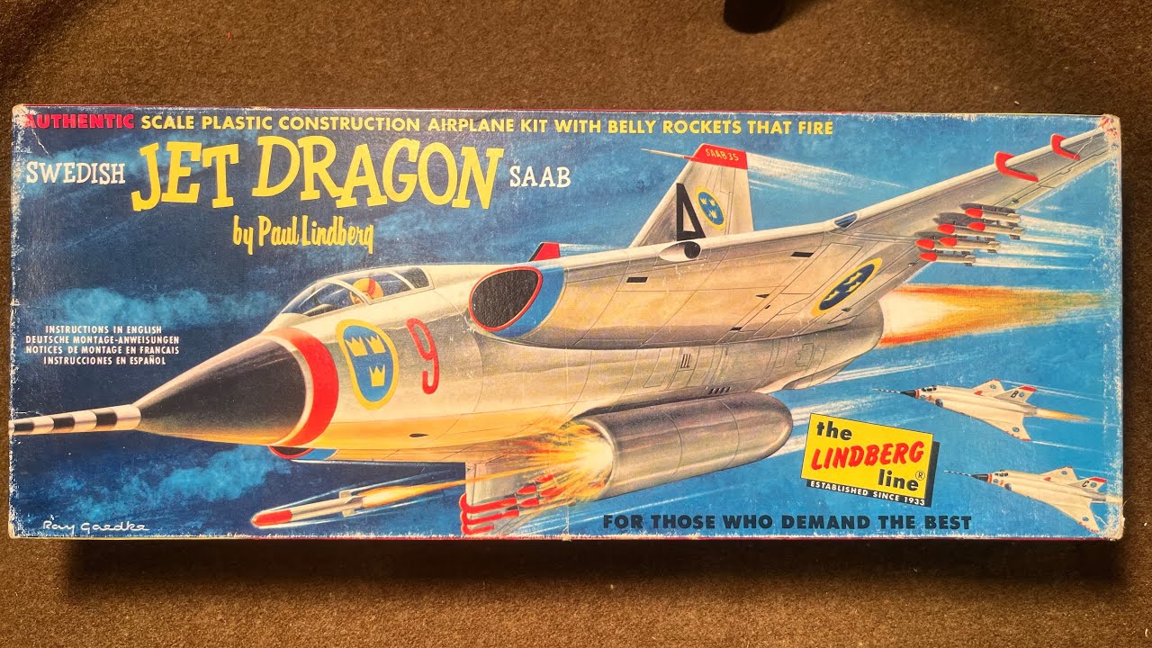 Lindberg 1960 Swedish Jet Dragon Saab J-35 Draken Vintage Model Kit ...