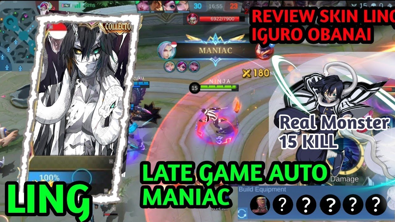 Review Skin Iguro Obanai Ling /Tips & Trick Ling / Tutorial Ling / How To Play Ling / Mobile ...