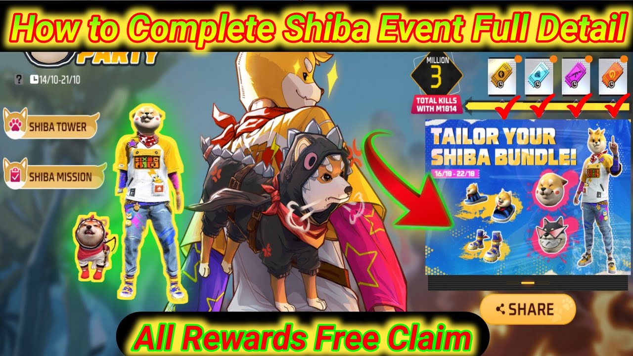 Free fire Shiba party event || how to complete Shiba party event in free fire || Shiba party ...