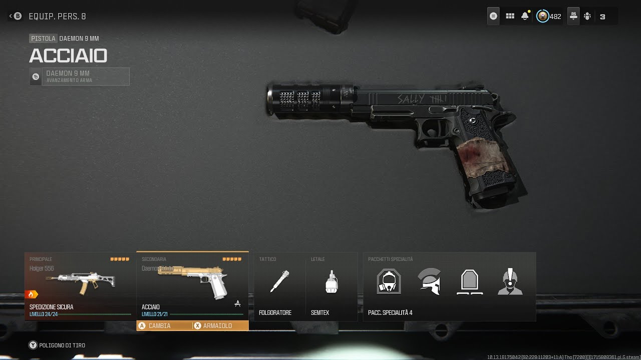 NUOVO PROGETTO PISTOLA SALLY DAEMON ACCIAIO - WARZONE MW3 - YouTube