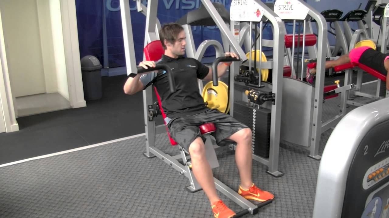 strive chest press demonstration at New Dimensions Health Club - YouTube